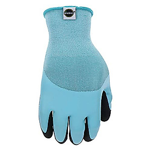 Miracle-Gro MG30604 Water Resistant Grip Gloves – [1 Pair, Small/Medium] Aqua, Double Dip Flat Latex Gloves with Elastic Knit Wrist (Pack of 2)