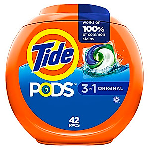 Cascade Platinum Boost Dishwasher Pods, Actionpacs Dishwasher Detergent, Lemon, 37 Count & Tide Pods Laundry Detergent Soap Pods, Original Scent, 42 Count