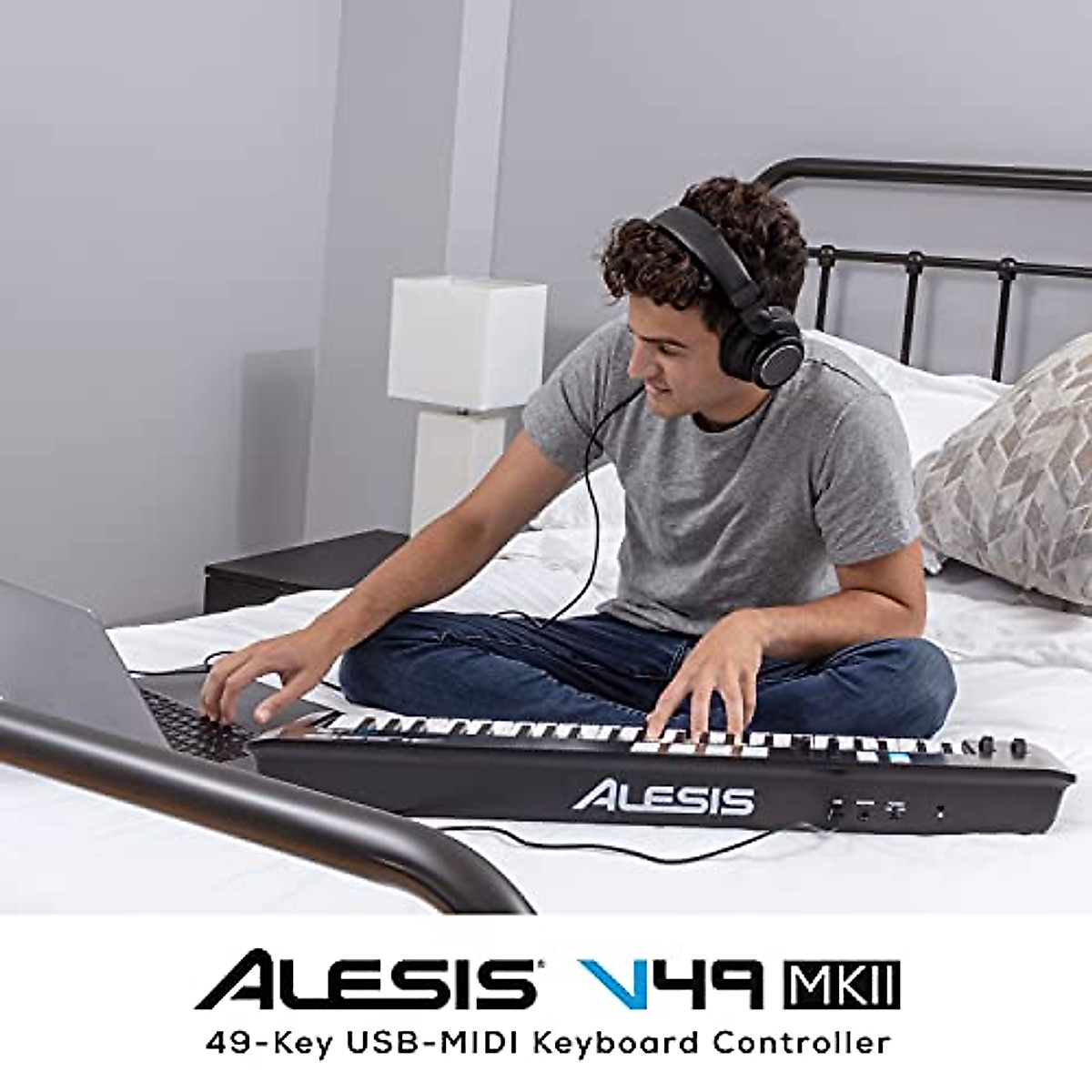 Alesis V49 MKII – USB MIDI Keyboard Controller with 49 Velocity Sensitive Keys, 8 Full Level Pads, Arpeggiator, Pitch/Mod Wheel, Note Repeat and Software Suite