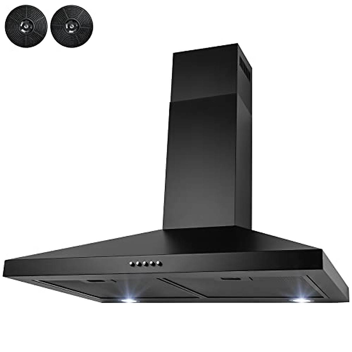AKDY 30 in. Convertible Kitchen Wall Mount Range Hood with Carbon Filters in Black Painted Stainless Steel