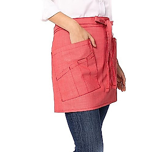Chef Works Unisex Medford Half Bistro Apron, Coral, One Size