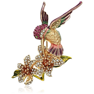 Napier Women's Classics Multicolored Hummingbird Flower Brooches and Pin