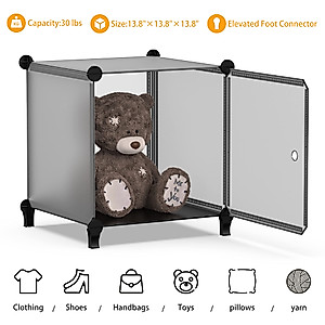 HOMIDEC Cube Storage Organizer, Heavy Duty Portable Closet Wardrobe with Door, 58in Large Closet Organizers and Storage with Hanging Rod for Clothes Yarns Toys Books Tools(20 cube grey)