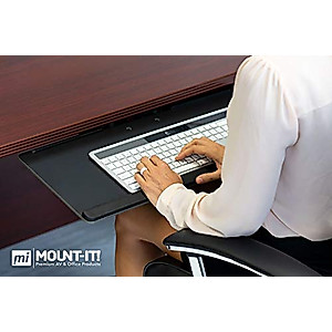 Mount-It! Under Desk Computer Keyboard and Mouse Tray, Ergonomic Keyboard Drawer with Gel Wrist Pad, Black