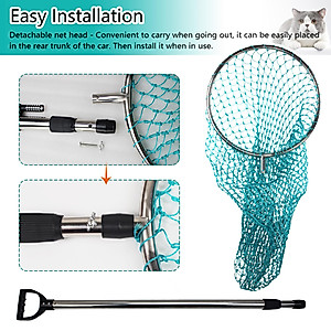 Wamlet Dog Catch Net Animal Control Net Poultry Catching Trap Tool Length Adjustable for Cat, Pigeon and Others (42~70" Handle with 22" Net Opening) (Stainless Steel, Natural)