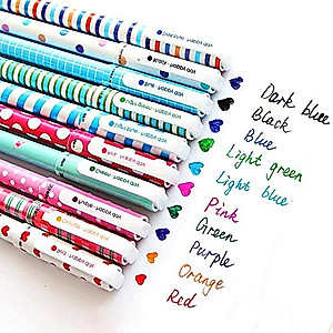 10 Multi Colors Cute Pens for Girls, Colorful Gel Ink Pens, 10 Pcs Kawaii Roller Ball Fine Point Pen Set for Kids Girls Children Students Teens Gifts (001, Cute Style)