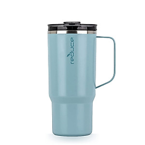 REDUCE 24 oz Travel Coffee/Tea Mug with Handle- Vacuum Insulated Stainless Steel Reusable Tumbler for Home, Office, Cupholder Friendly for Car, Splashproof Lid, Keeps Drink Hot for 8 hrs- Rose