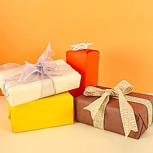 Whaline 96 Sheet Fall Tissue Paper Bulk Brown Orange Yellow Gift Wrapping Paper Art Craft Tissue Paper for Autumn Decorative Thanksgiving Harvest Party Gift Bag DIY Pompom Confetti, 14 x 20