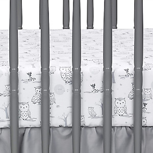 Lambs & Ivy Luna White/Gray Celestial Owl 4-Piece Nursery Baby Crib Bedding Set (740004V)