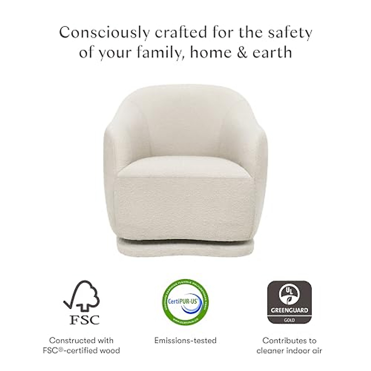 babyletto Foy Glider in Ivory Boucle, Greenguard Gold and CertiPUR-US Certified