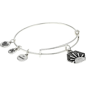 Alex and Ani Path of Symbols Expandable Bangle for Women, Sun Charm, Rafaelian Silver Finish, 2 to 3.5 in, One Size (A21EBSUNRS)