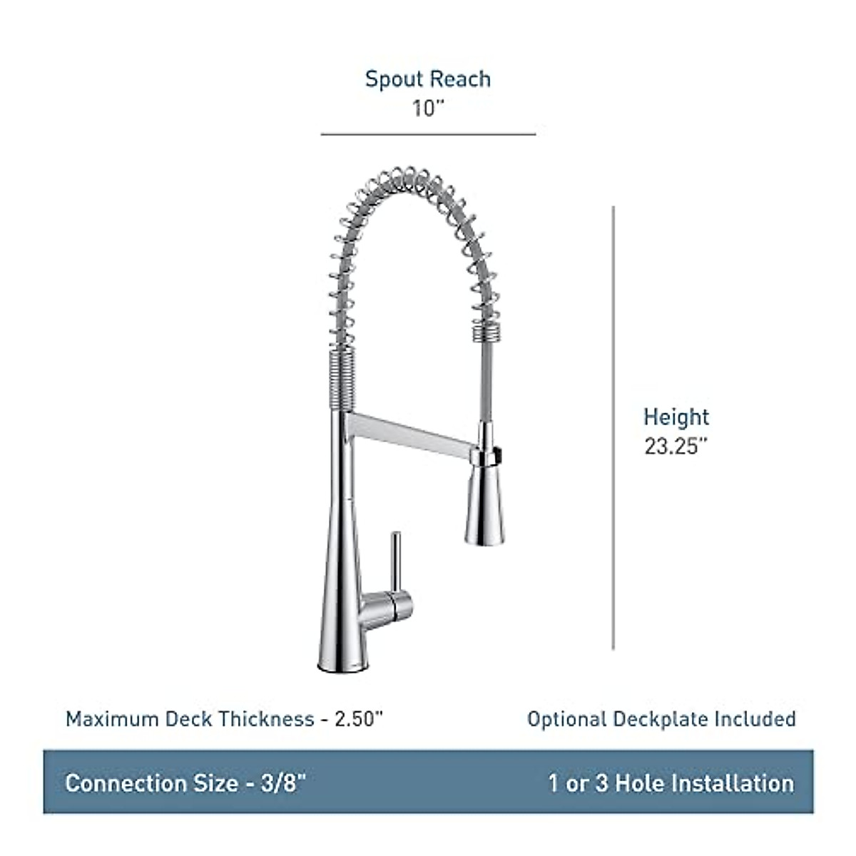 Moen Sleek Spot Resist Stainless One Handle Farmhouse Spring Pulldown Kitchen Faucet with Power Boost for a Faster Clean, 5925SRS