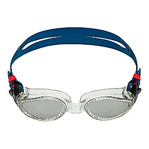 Aqua Sphere Kaiman Adult Swimming Goggles - The Original Curved Lens Goggle, Comfort & Fit for the Active Swimmer | Unisex Adult, Silver Titanium-Mirrored Lens, Clear/Petrol Frame (EP3000098LMS)