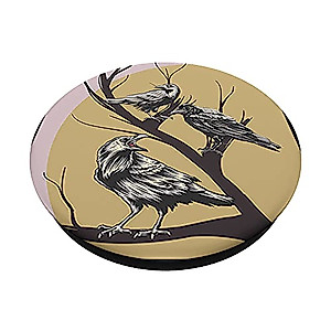 Raven Crow Aesthetic Bird Flock Retro PopSockets Swappable PopGrip
