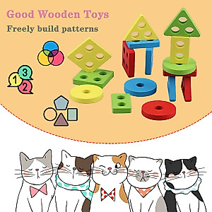 QYBZOKL Montessori Toys for 2 Year Old Boys Girls,Wooden Sorting & Stacking Toy, Magnetic Fishing Game for Toddlers,Preschool Educational Learning Toy for Kids Ages 3 4 5 6+, Birthday Gifts
