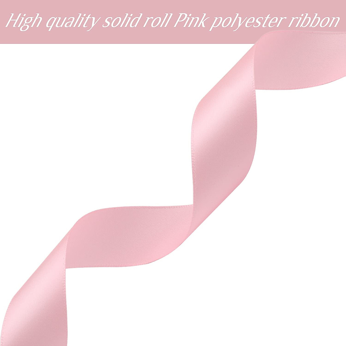 Baocuan Pink Ribbon for Gift Wrapping 1 inch x 100 Yards Satin Craft Fabric Roll Perfect for Art Wedding Decor Valentine Mardi Gras Easter Bows