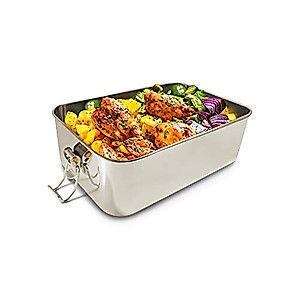 Stainless Steel (Single Compartment) Jumbo Bento Box. This Eco Friendly Food Storage Container Holds 6 ½ Cups Of Food. Perfect for Leftovers Or As A Large Metal Tiffin Lunchbox.