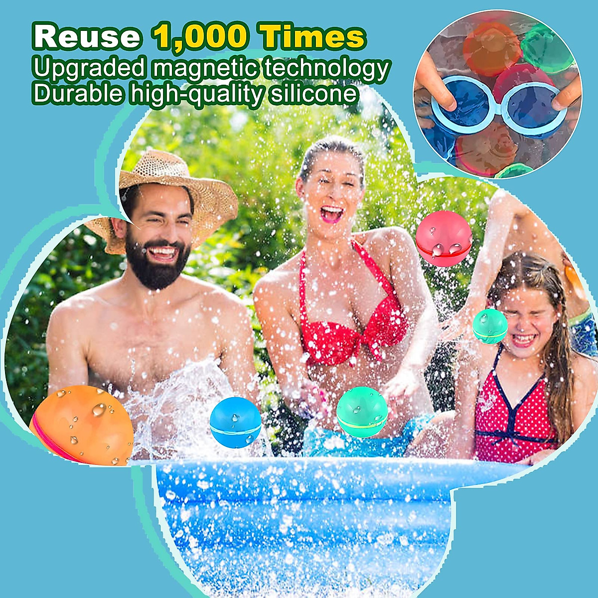 10PCS Water Balloons, Reusable and Refillable Water Balloons for Kids Adults, Quick Fill and Great Gift for Outdoor Activities and Water Games (10pcs)