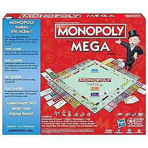 Monopoly The Mega Edition by Winning Moves Games USA, a Bigger and Faster Version of Monopoly with the Speed Die for 2 to 8 Players, Ages 8 and up (1104)