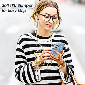 for iPhone 13 Pro Max Case Clear Glitter, Cute Girly Sparkly Bling Phone Case for Women Girls [Sparkle Design] Anti-Scratch Soft TPU Slim Fit Shockproof Protective Case Cover 6.7", Clear Glitter