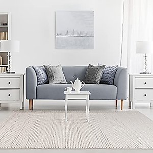 Superior Hand-Braided Wool Indoor Large Area Rug, Rustic Style, Home Floor Decor for Living Room, Kitchen, Dining, Bedroom, Dorm, Office, Nursery, Cotton Backing, Aero Collection, Off White, 4' x 6'