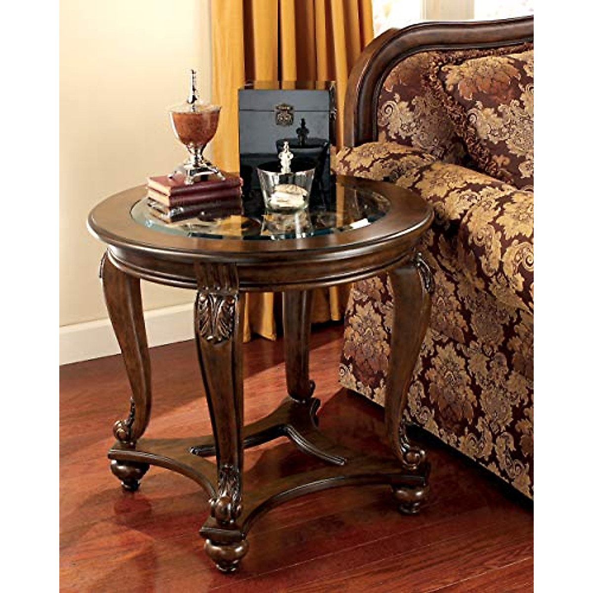 Signature Design by Ashley T499-6 Round End Table, 0, Dark Brown