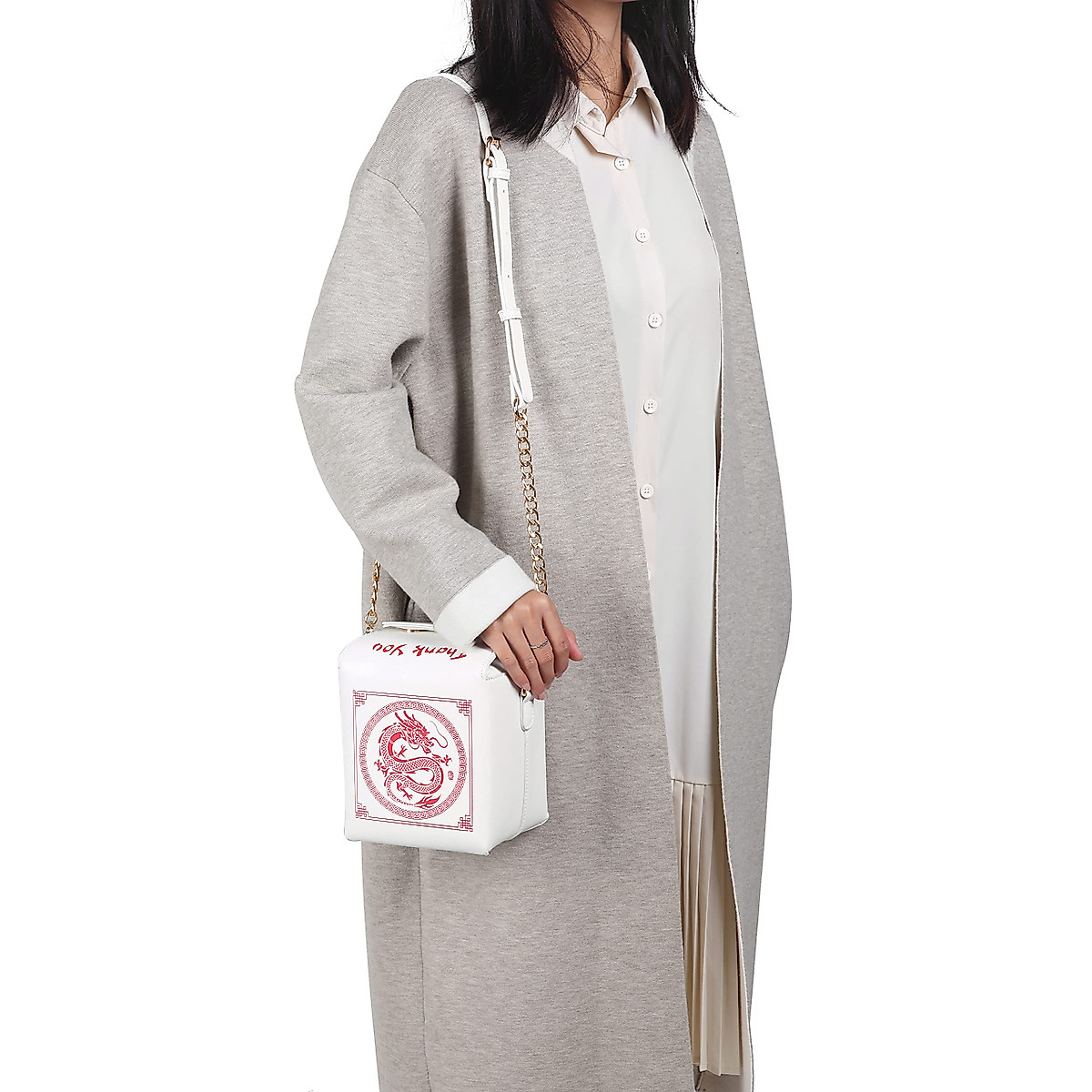 lola mae Chinese Takeout Box Crossbody Bag for Women Novelty to go Case Messenger Shoulder Purse Fun Naughty Handbag (N3329)