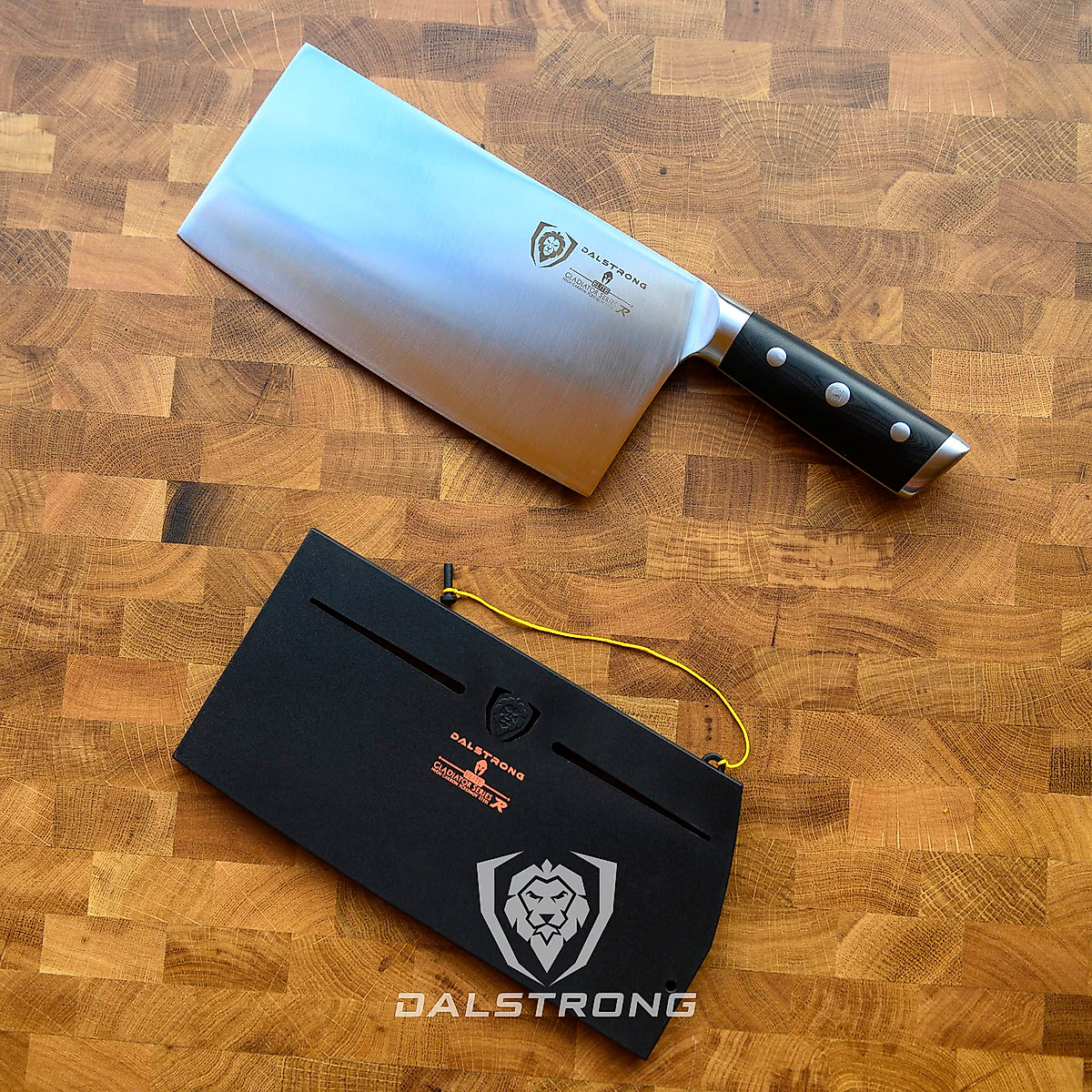 Dalstrong Chinese Cleaver Knife-9"- Gladiator Series 'R'-High Carbon Steel - Razor Sharp - Black Handle - Giftable Meat Cleaver, Vegetable Knife-w/Sheath - NSF Certified
