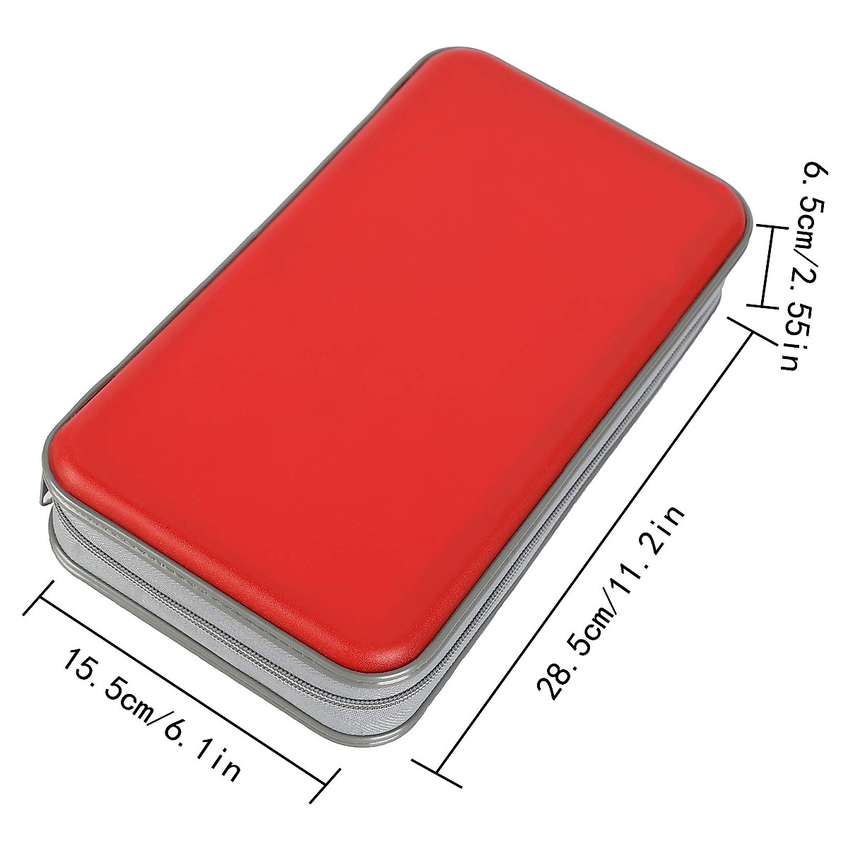 UENTIP 96 Capacity CD Case,Portable DVD Hard Plastic Case Holder CD Organizer Wallet Protective DVD Storage (96, red)