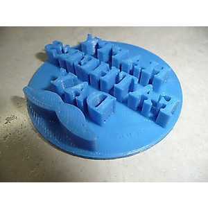 YNGLLC HAPPY FATHERS DAY WORDS WITH MUSTACHE BLOCK FONT COOKIE STAMP EMBOSSER BAKING TOOL 3D PRINTED MADE IN USA PR4196, Blue