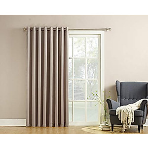 Sun Zero Barrow Energy Efficient Grommet Sliding Patio Door Curtain Panel, 100" x 84", Stone
