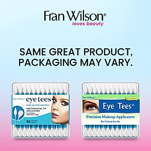 Fran Wilson EYE TEES COTTON TIPS 80 Count - Precision Makeup Applicator, Double-sided Swabs with Pointed and Rounded Ends for Perfect Blending, Effective Cleaning and Precise Touch-ups
