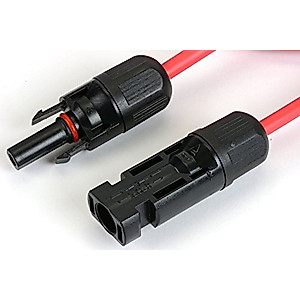Temco 1 Pair 50 ft Solar Panel Extension Red Connector Male Female 12 AWG Gauge PV Cable Wire