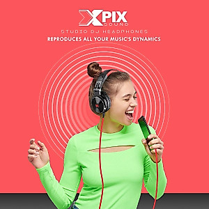 XPIX Pro DJ Headphones Closed Back Over Ear Stereo Monitor Headphones, For Monitor & Mixing, Single Side, Dual Source Monitoring