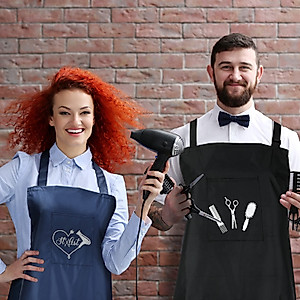 Janmercy 4 Pcs Hair Stylist Apron with 4 Pockets Waterproof Salon Aprons for Hairdresser Cosmetologist Apron (Black, Dark Blue)