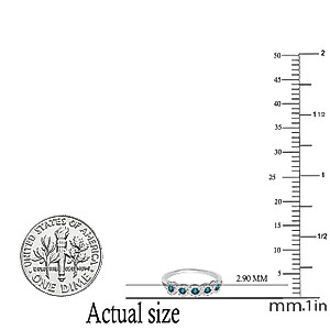 Dazzlingrock Collection 0.53 Carat (ctw) Round Blue & White Diamond Stackable Wedding Band for Women 1/2 CT, 10K White Gold, 10K White Gold, Size 8