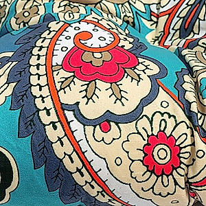 Makimoo 2-Pack Outdoor/Indoor Wicker Patio Seat Cushion Pad with Ties - Weather Resistant, Decorative Dining Chair Cushion, 17" x 17" (Blue Trumpet Flowers)