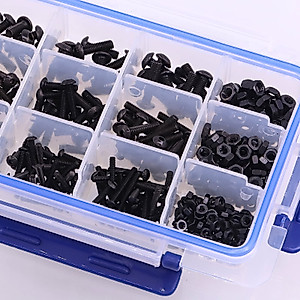 Hilitchi 460-Pcs M3 M4 M5 Button Head Hex Socket Head Cap Bolts Screws Nuts Assortment Kit - 10.9 Grade Alloy Steel