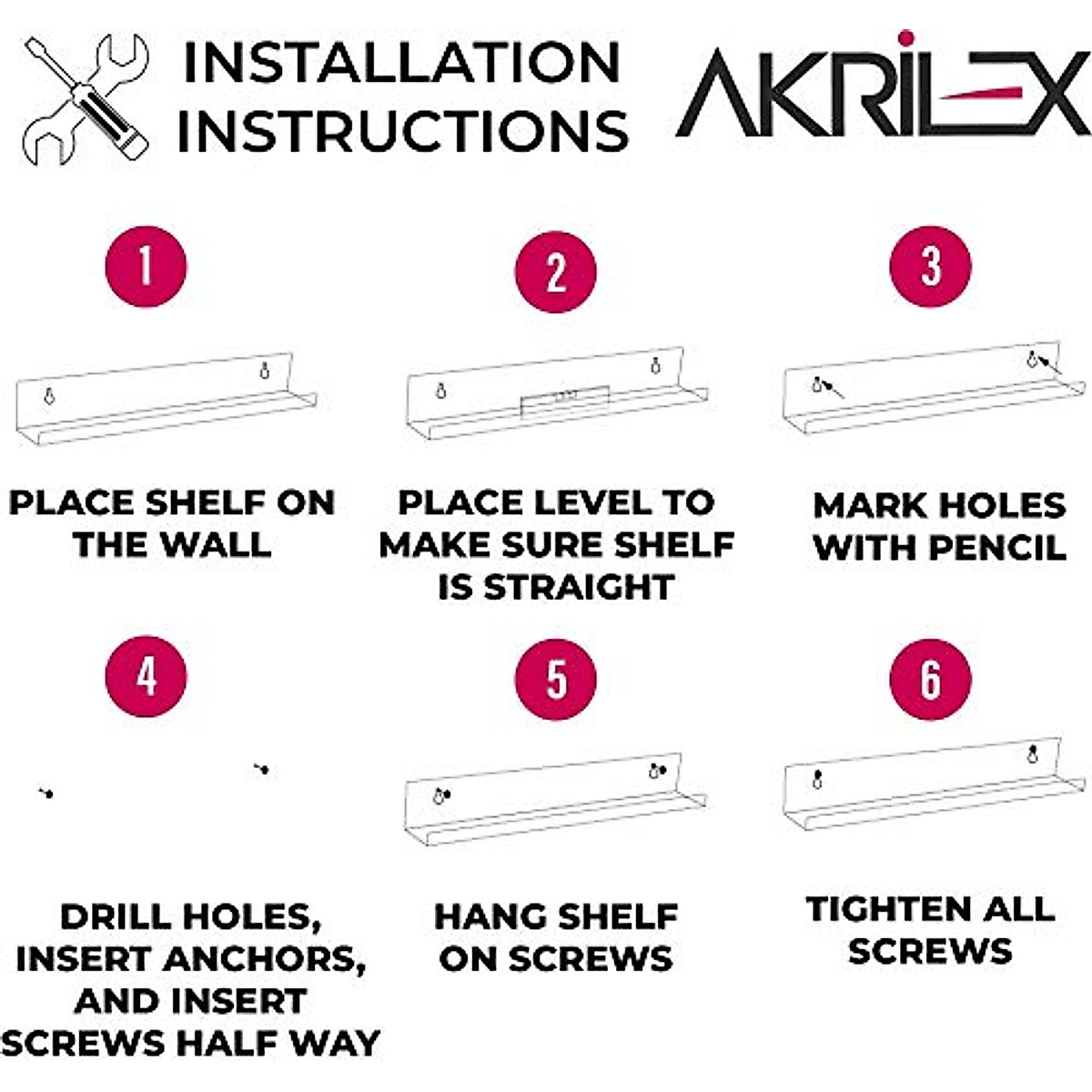 akrilex Vinyl Record Shelf Wall Mount - 8 Pack 12-inch Clear Acrylic Album Record Holder Display Rack - Art for the Records Collector