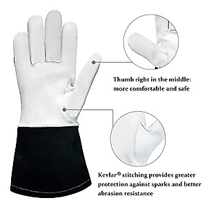 Intra-FIT Electric TIG Welding Gloves, Heat Resistant & Durability, Top Premium Grain Goat Skin with Cowsplit Long Cuff for Welder