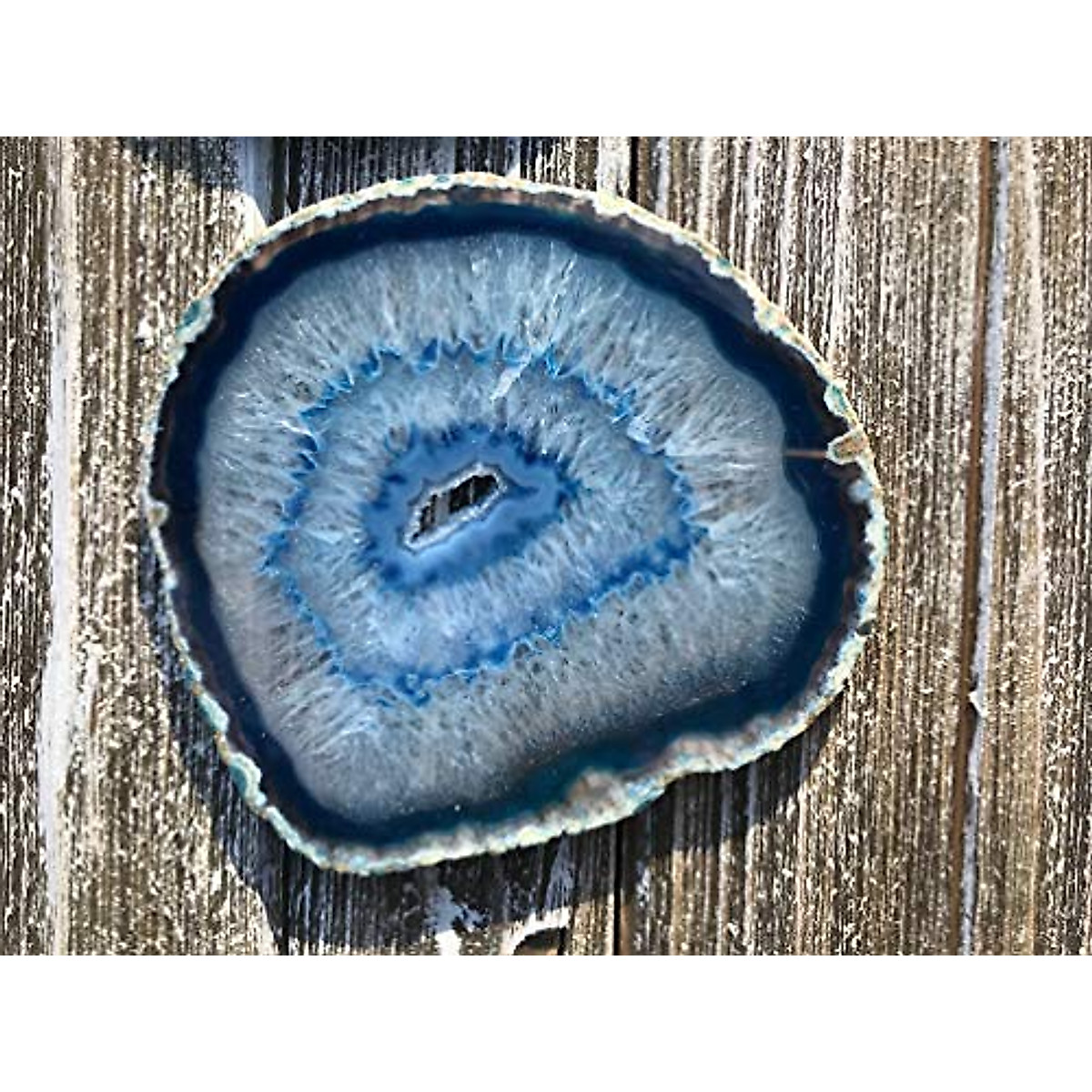 Agate Coasters set of 4 - Blue Colored Agate Coasters - Natural Rim - Bumpers