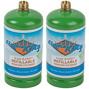 Flame King Refillable 1LB Empty Propane Cylinder Tank (2-Pack) and Flame King Propane Torch Weed Burner
