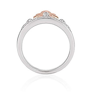 Jewelili Enchanted Disney Fine Jewelry Sterling Silver and 10k Rose Gold 1/10 Cttw Diamond Ariel Shell Tiara Ring Size 6