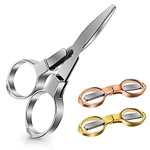 Nogeqi 3 Pcs Stainless Steel Badge Reel Scissors, Safety Small Portable Folding Scissors Anti Rust Pocket Scissors, Foldable Scissors Mini for Nurse Travel Office Fishing Crafts