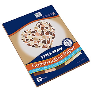 Tru-Ray Shades of Me Construction Paper, 5 Assorted Skin Tone Colors, 9" x 12", 50 Sheets