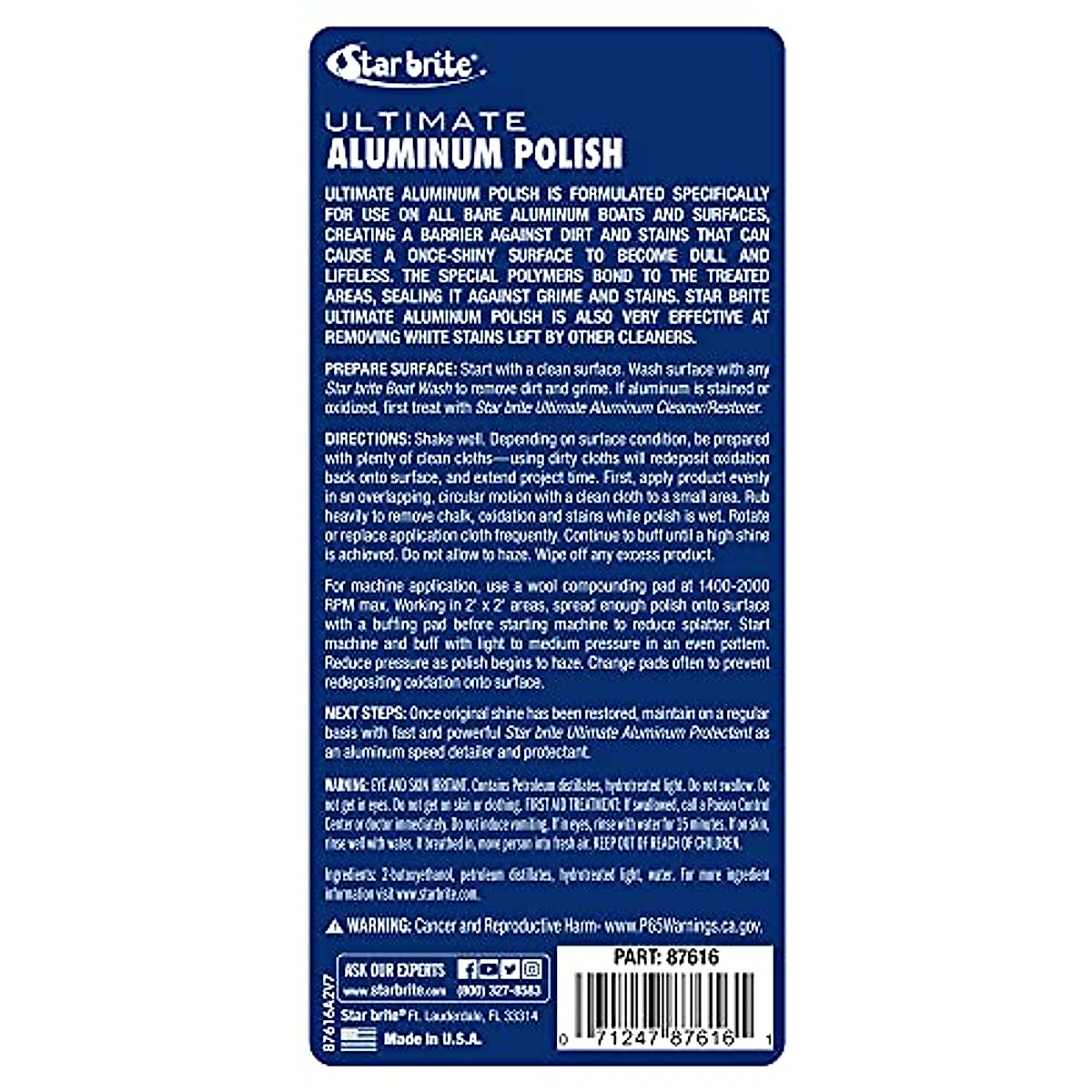 STAR BRITE Ultimate Aluminum Polish - Add a Deep Protective Shine, Remove Light Oxidation & Preserve Restored Finish - Marine Grade for Pontoons, Jon Boats & Canoes (087616)