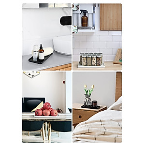 Nucookery 10" Serving Tray,Porcelain Kitchen Rectangle Platter,Ceramic Bathtub Organizer, Black (10", Set/1)