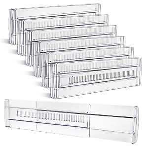 Drawer Dividers, 6 Pack Adjustable Drawer Organizers 3.2" High Expandable from 11.3-20" Clear Expandable Dresser Organizer for Clothes Kitchen Utensils Cutlery Drawer Organizers Set