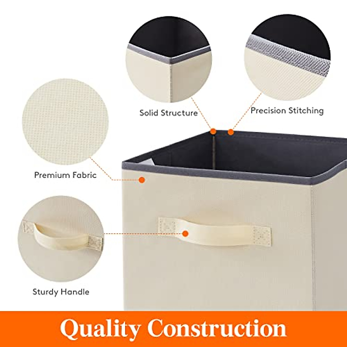 Lifewit 6 Pack Grey Storage Cubes, Bundle with 6 Pack Beige Storage Cubes, Large