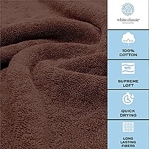 White Classic Luxury Bath Sheet | 2 Pack Luxury Bath Mat | 2 Pack Bundle (Brown)